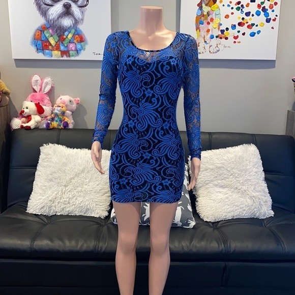 Charlotte Russe | Dresses | Charlotte Russe Blue Lace Mini Dress | Poshmark